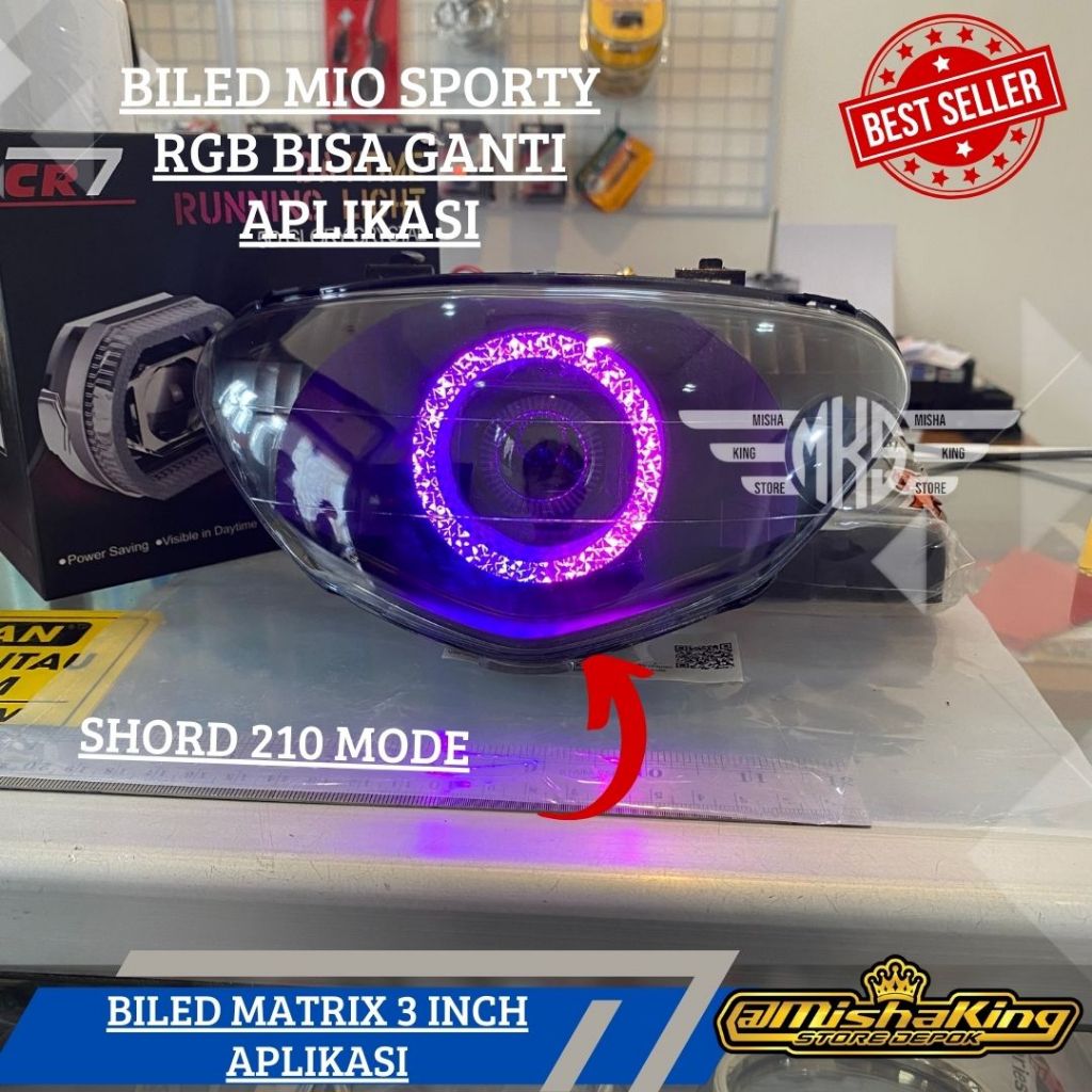 Jual lampu biled mio sporty matrix 3 inch RGB full set reflektor ...
