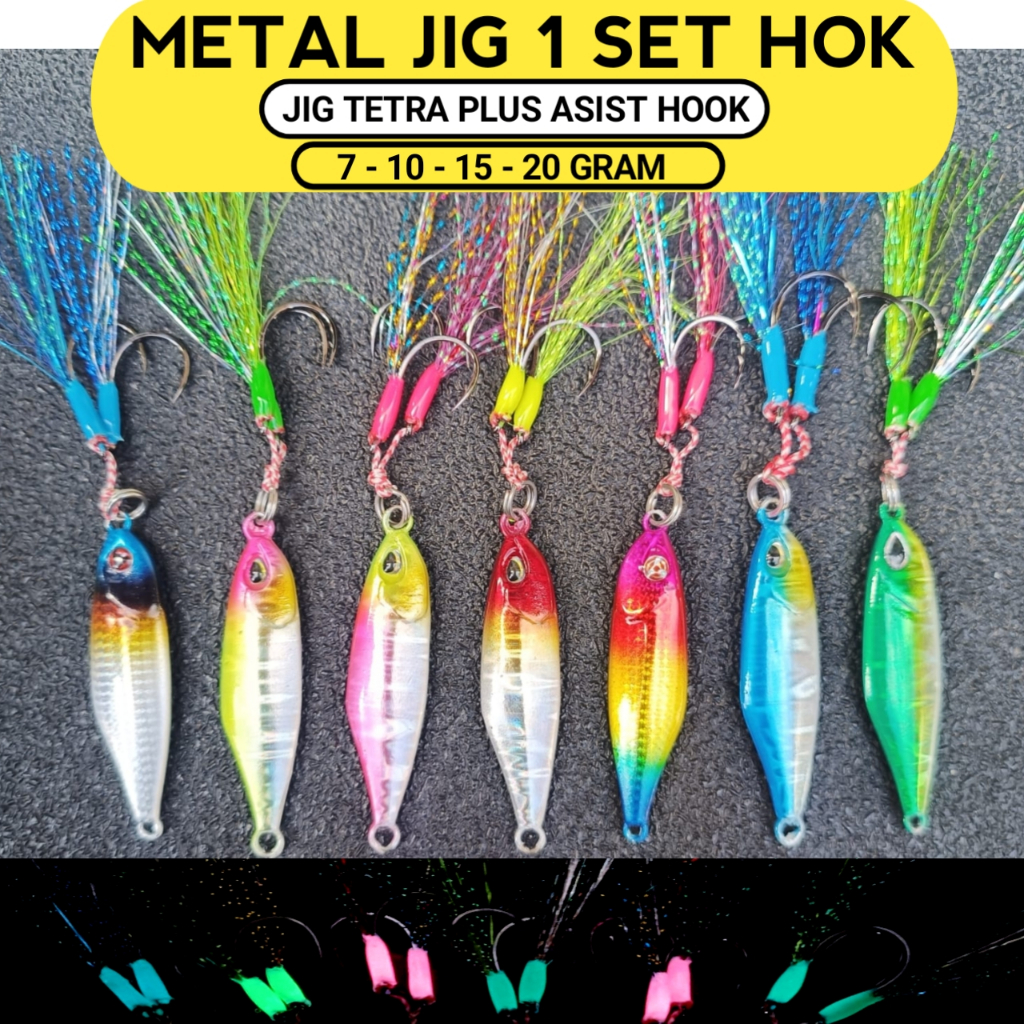 Jual MICRO JIG PLUS KAIL 7gram 10gram 15gram 20gram satu set asist hok|Metal jig 10gram metal ...