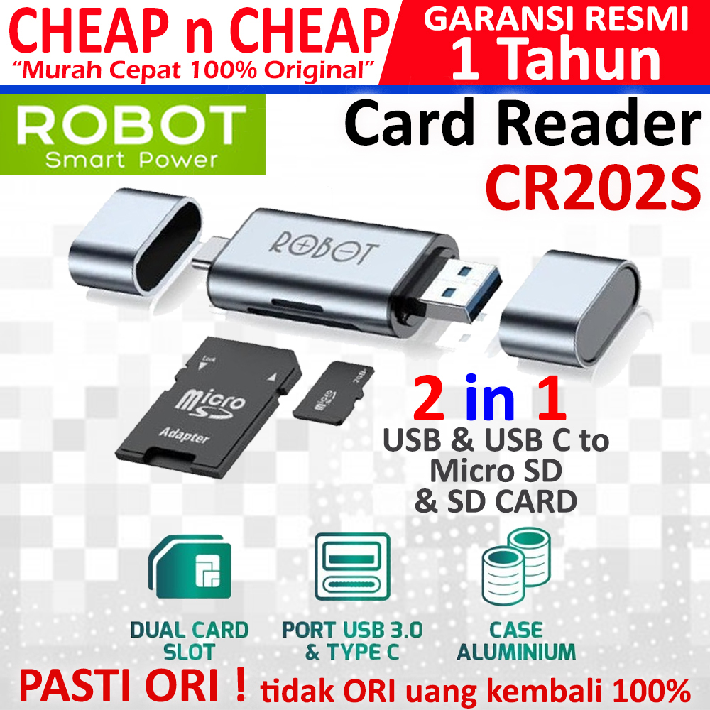 Jual Card Reader Robot CR202S USB 3.0 & USB C to Micro SD SD Card | Shopee Indonesia