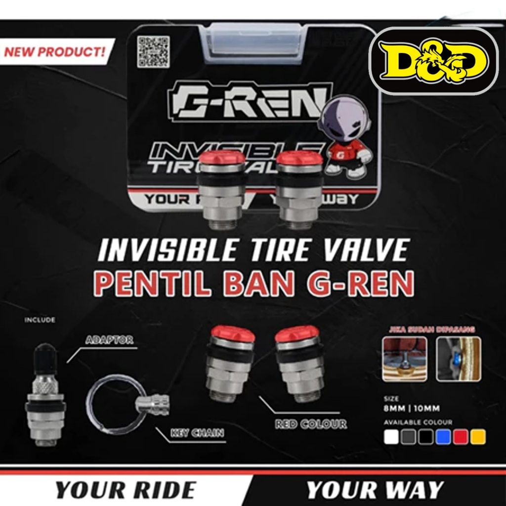 Jual PENTIL MOTOR G-REN INVISIBLE TIRE VALVE 8MM/10MM || DnD | Shopee ...