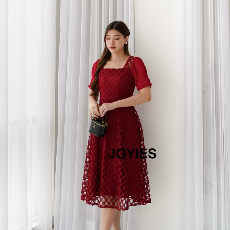 Jual Yair Dress Korean Brukat Simple Basic Casual Dinner Polos Gaun ...