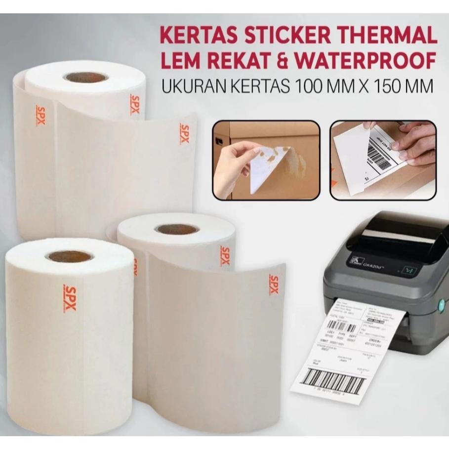 Jual KERTAS LABEL THERMAL 100 X 120 BARCODE 100X120 UKURAN 250 LEMBAR ...