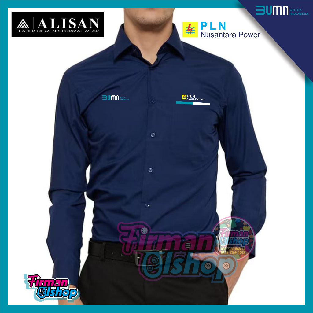 Jual Alisan Kemeja Seragam BUMN PLN Nusantara Power Biru Navy Panjang ...