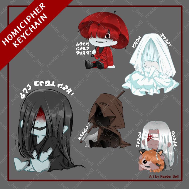 Jual Fanmerch - "Homicipher" Keychain - Mr. Crawling, Mr. Scarletella ...