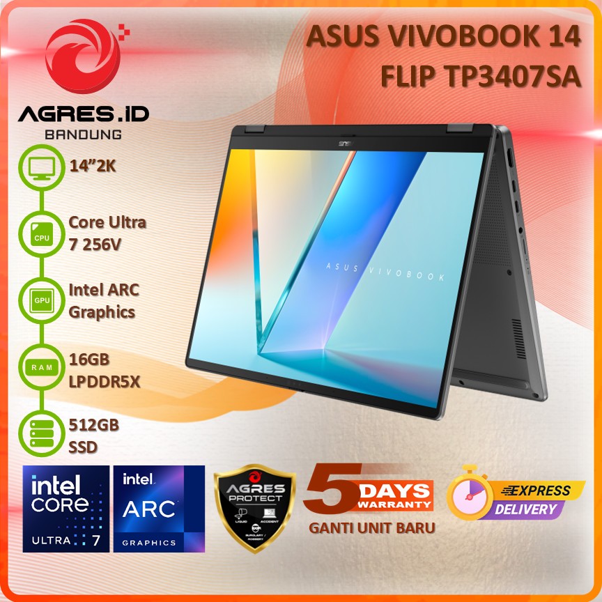 Jual ASUS VIVOBOOK 14 FLIP TP3407SA ULTRA 7 256V 16GB 512GB 14" 2K ...