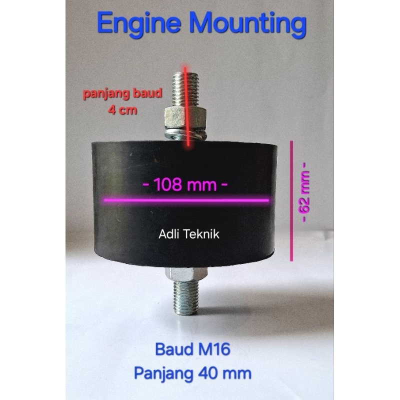 Jual Engine mounting / Karet mounting Besar 108mm × 62mm Baud M16 ...