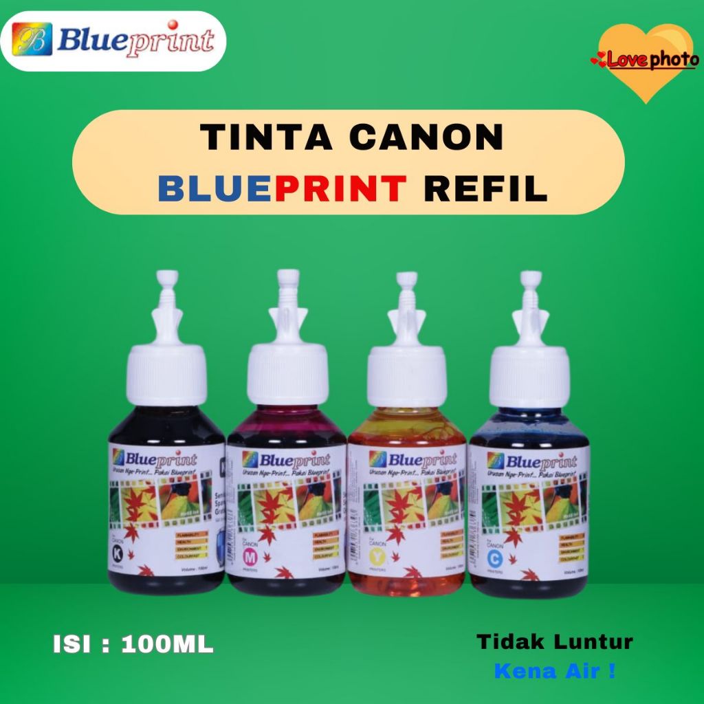 Jual Tinta Canon Blueprint Refill 100ml - CMYK (Cyan, Magenta, Yellow ...