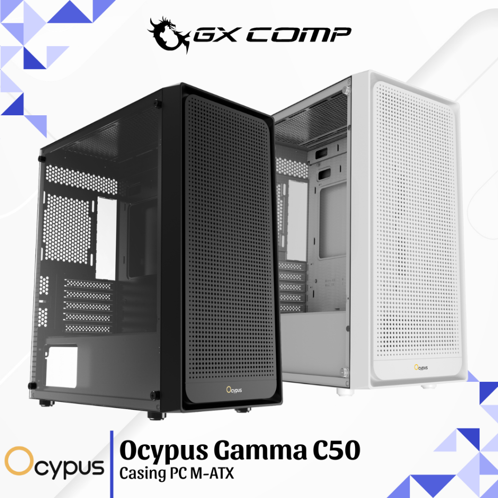 Jual Ocypus Gamma C50 BK/WH Free 4 Fan - Casing PC M-ATX | Case CPU Gaming Black / White ...
