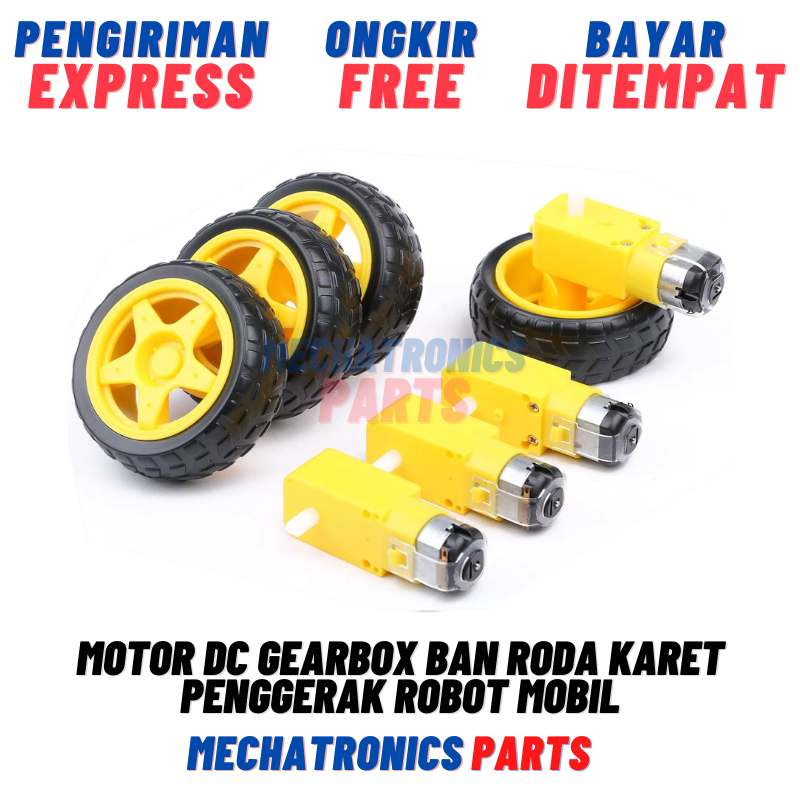 Jual Motor DC 3-6V + Gearbox Set Rasio 1:48 Torsi 0.8 kg.cm Ban Roda ...