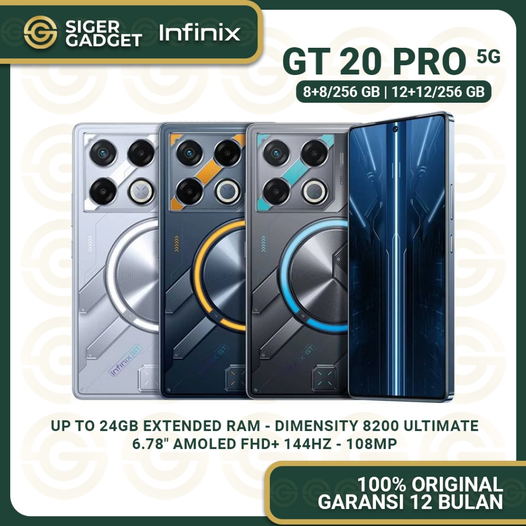 Jual Infinix GT 20 Pro 5G (12/256GB) (8/256GB) - Up to 24GB Extended RAM - Dimensity 8200 ...