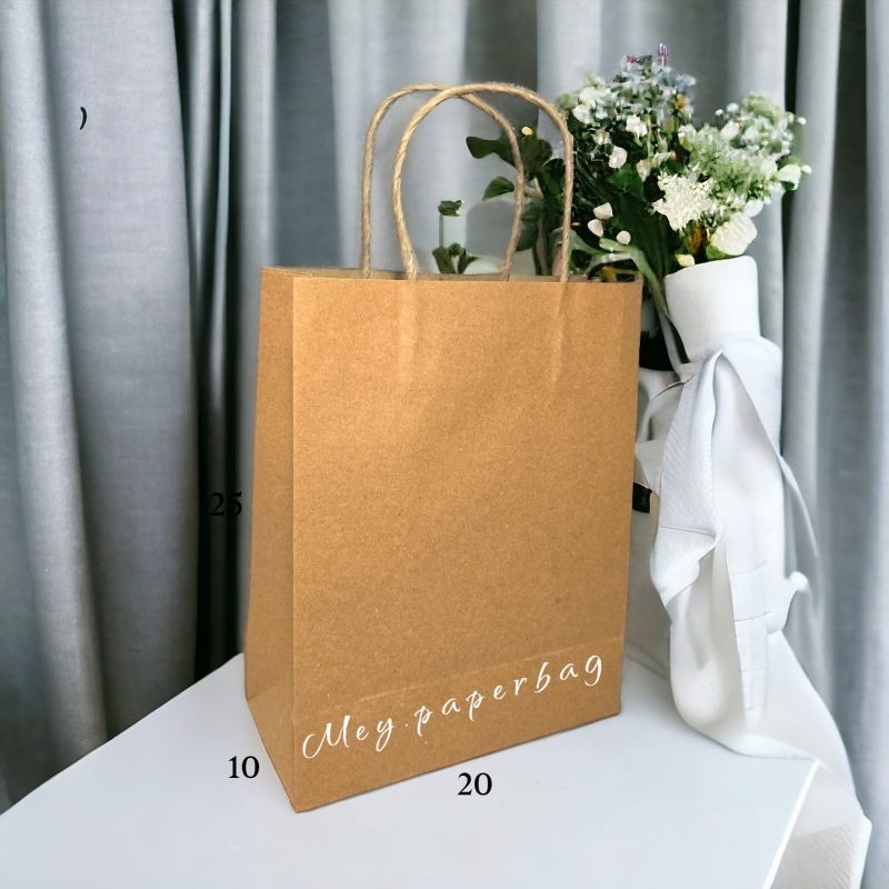 Jual Paper Bag 20x25 Polos Cokelat Tali Kertas Premium | Shopee Indonesia