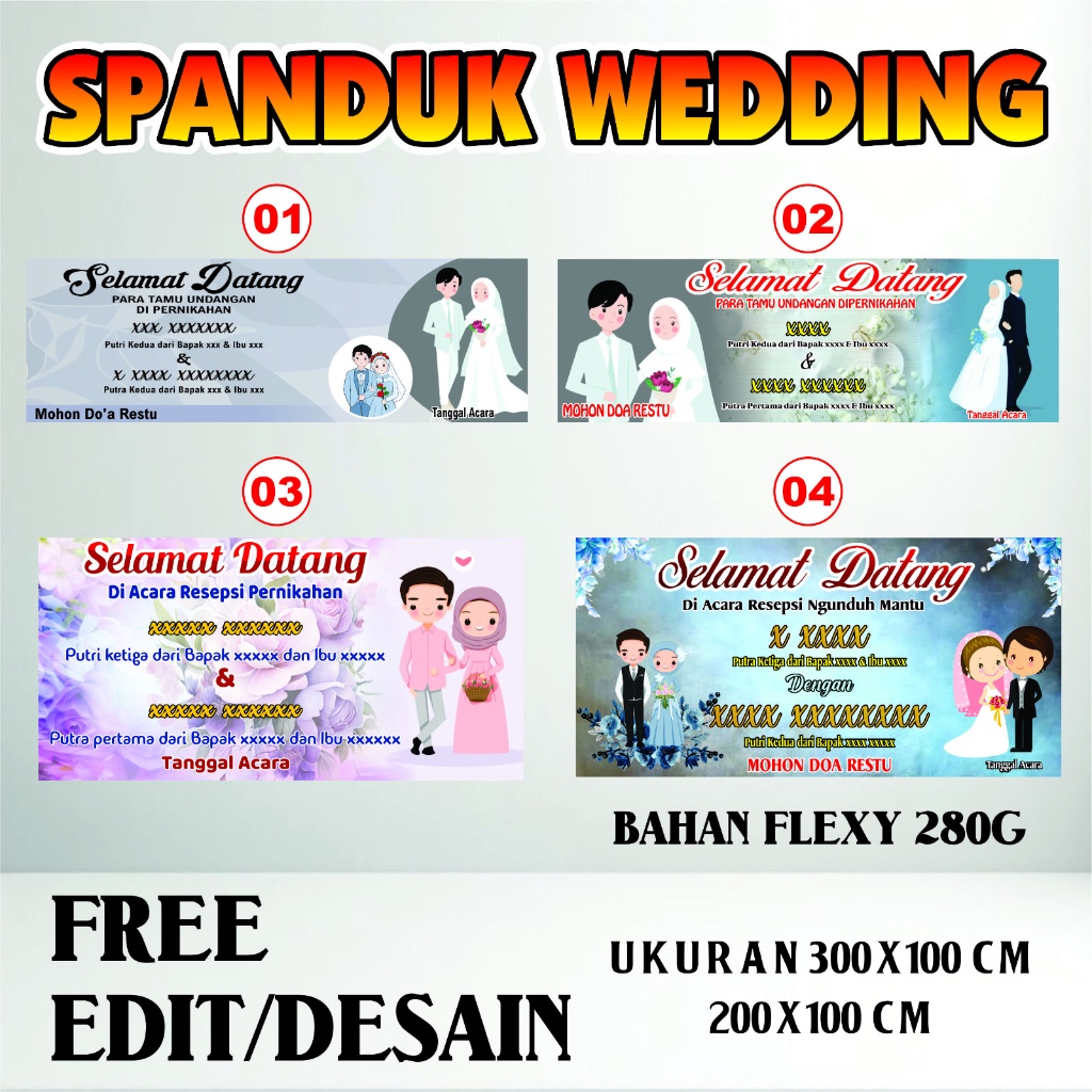 Jual Spanduk / Banner Wedding Pernikahan Akad Nikah Ngunduh Mantu FREE ...