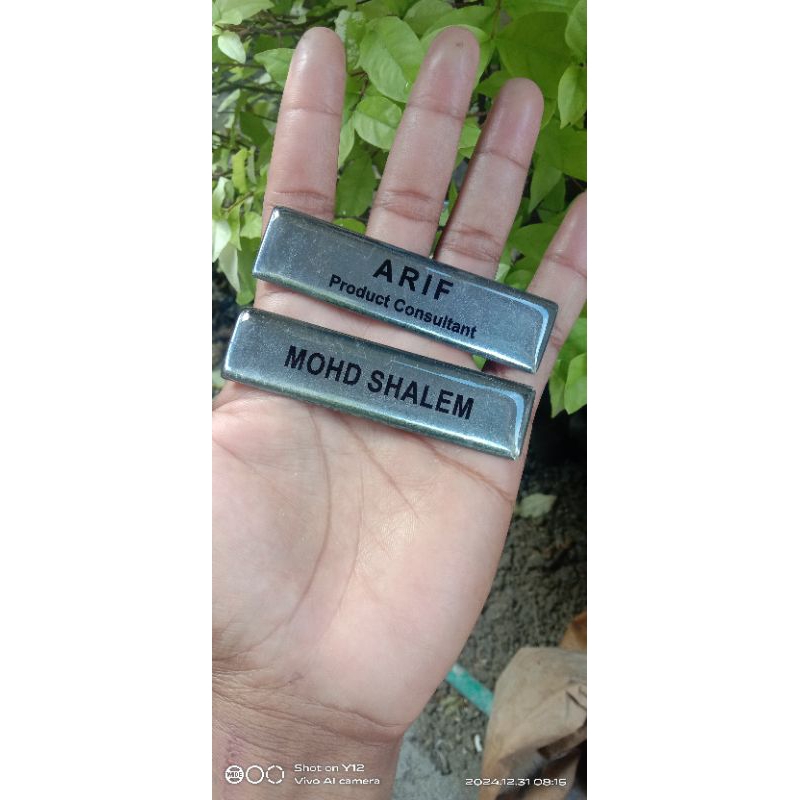 Jual Name tag / Nama Dada Silver Stainless 2x8 cm | Shopee Indonesia