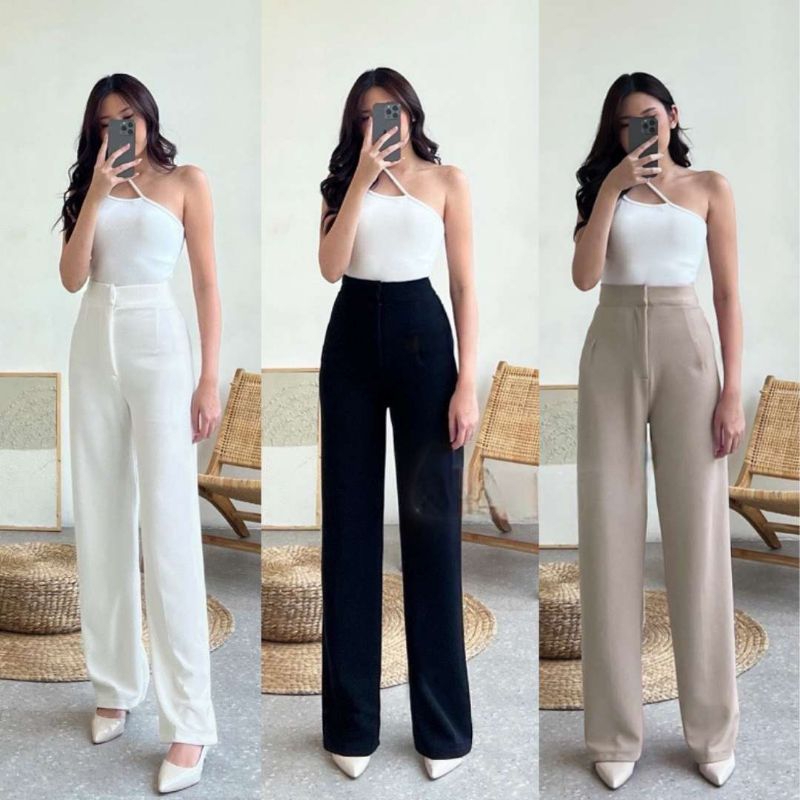 Jual Cozie Pants Celana Kulot Wanita Highwaist Rib Knit Premium ...