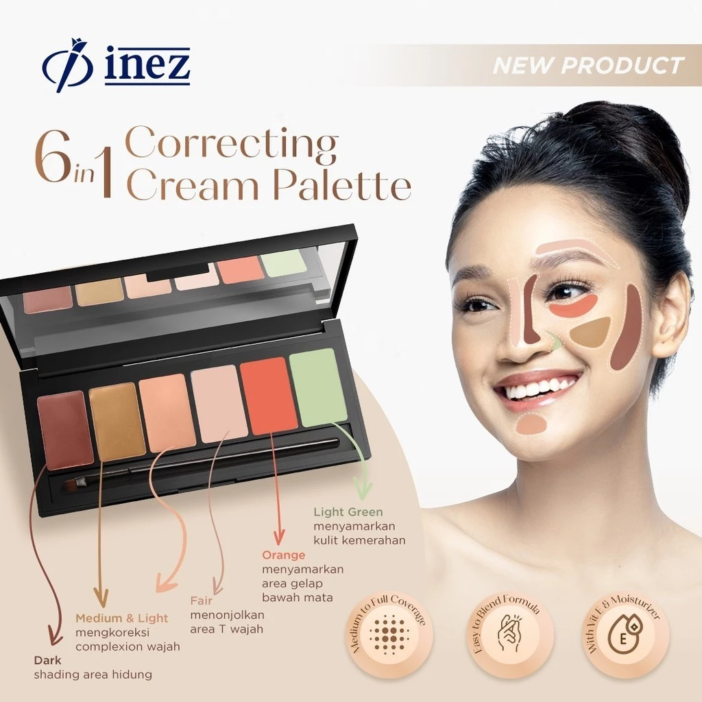 Jual LADY LOOK | Inez Cosmetics 6 in 1 Correcting Cream Palette | Shopee Indonesia