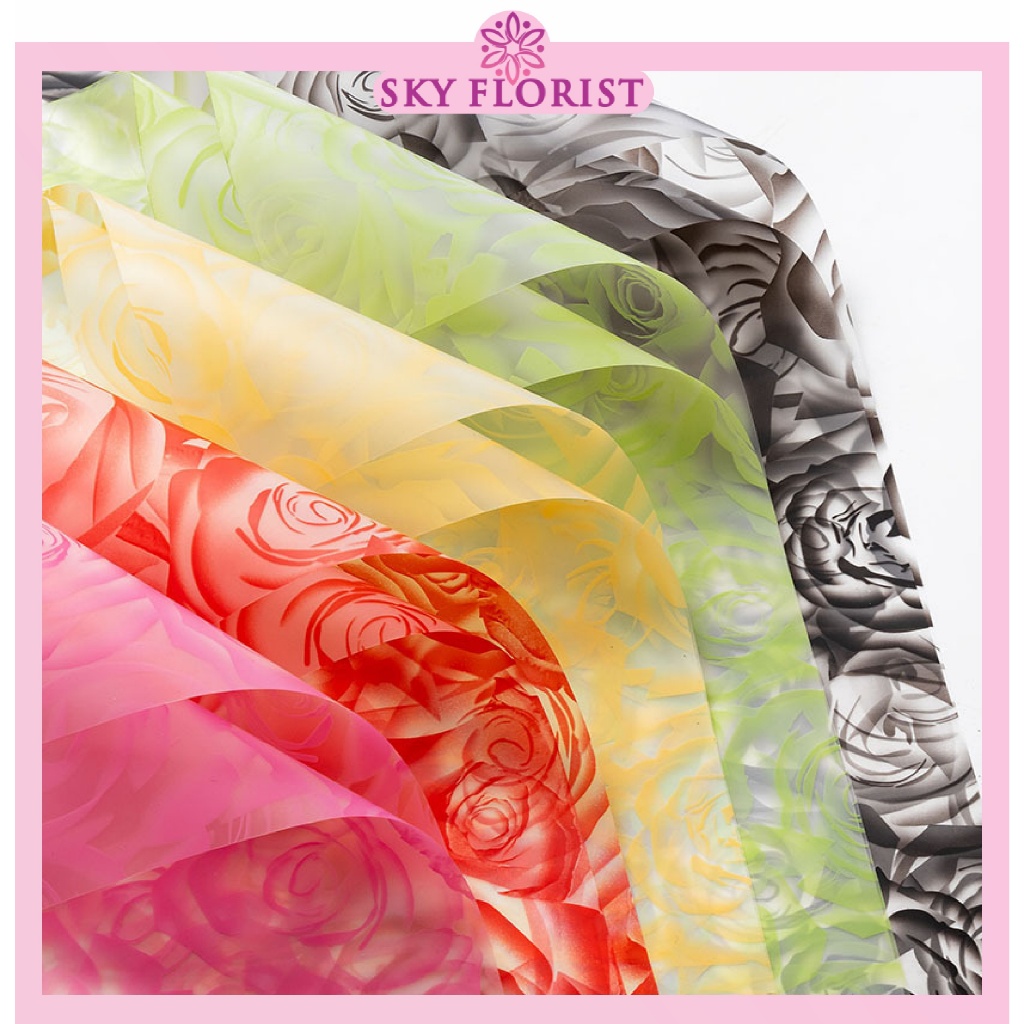 Jual SKY 20 Lembar Kertas Buket Bunga Cellophane Warna Motif Mawar ...