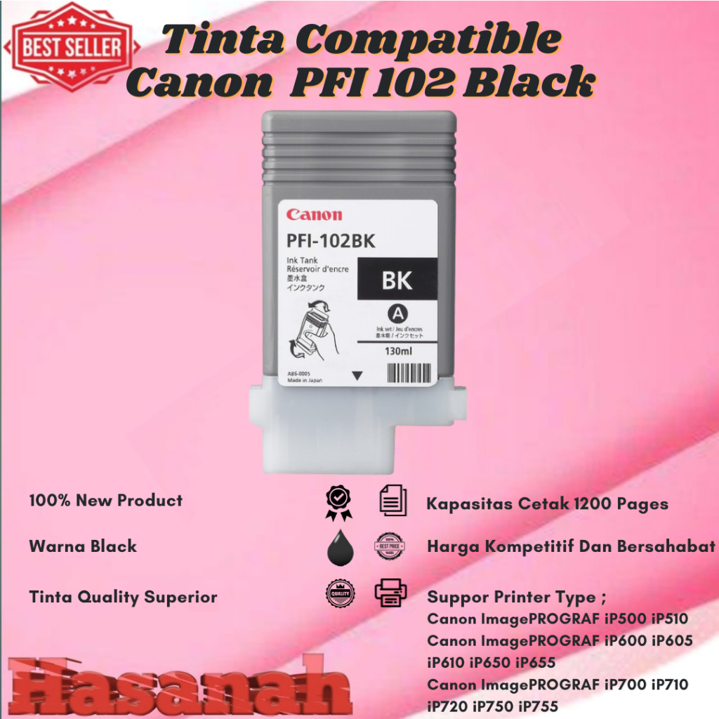 Jual Tinta Catridge Canon Compatible PFI 102 Black For Support Printer ...