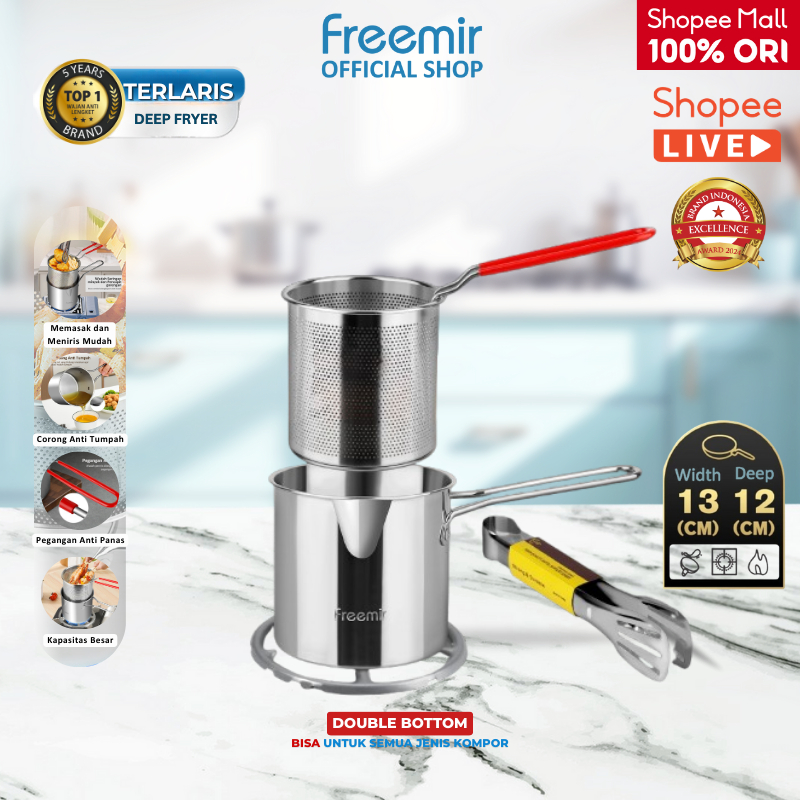 Jual Special freemir Deep Fryer 4 in 1 Set Stainless Steel Anti Karat ...