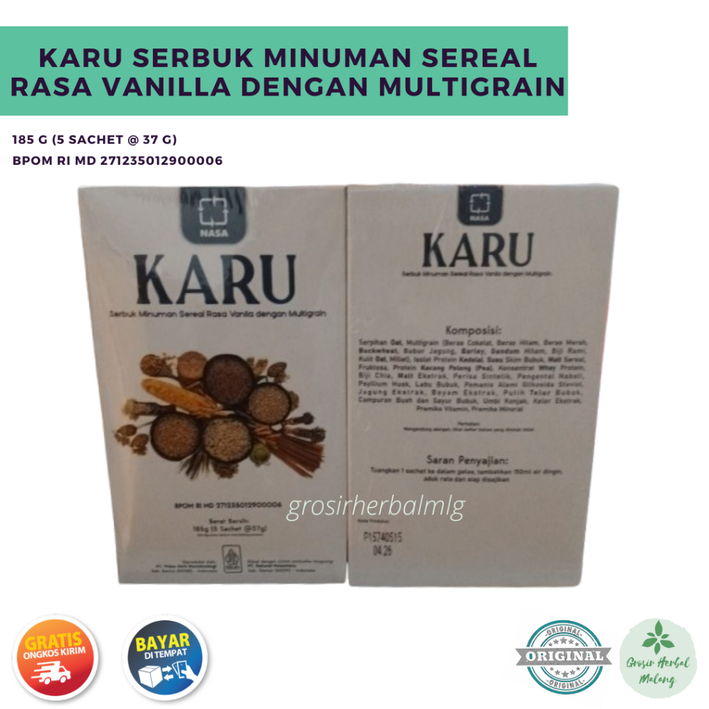 Jual KARU Vanilla Serbuk Minuman Sereal Rasa Vanilla dengan Multigrain ...