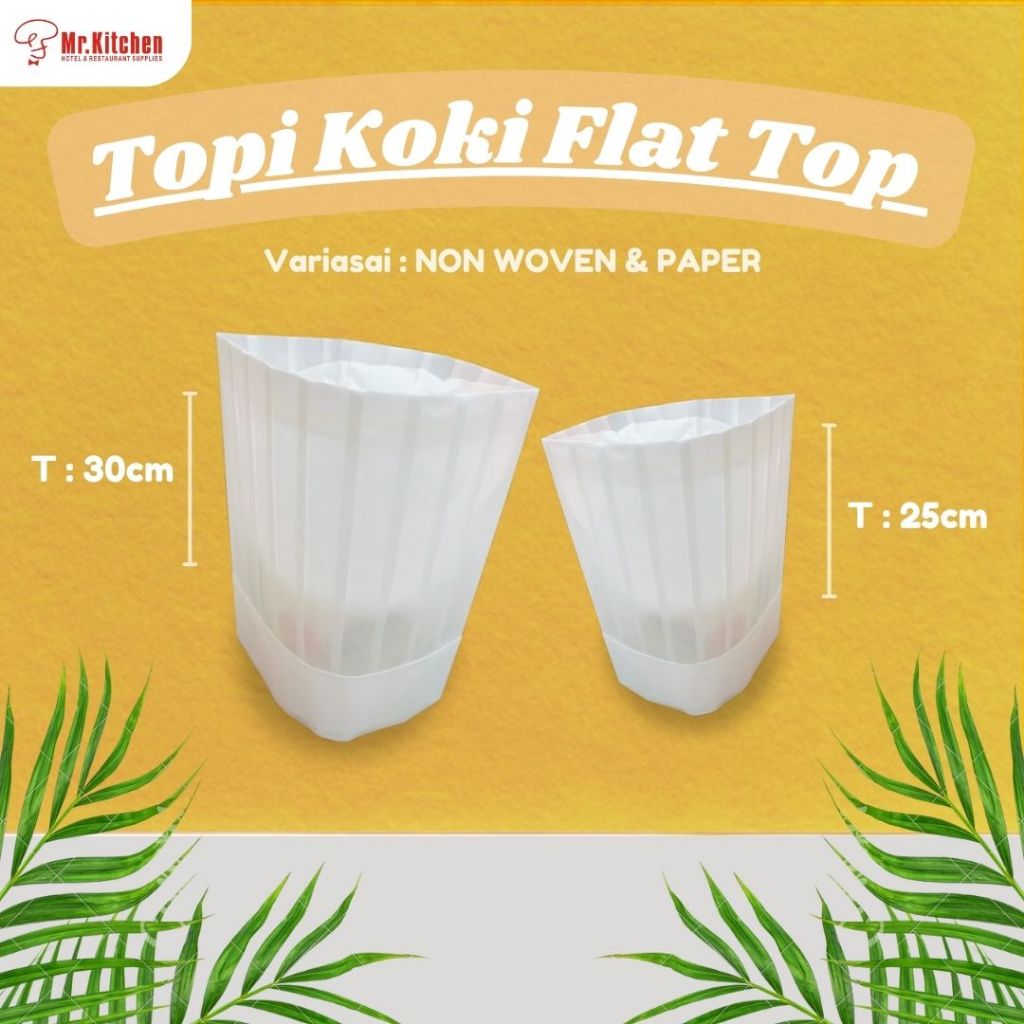 Jual [ECERAN] Topi Koki Flat / Topi Koki Chef Hat Premium / Food ...