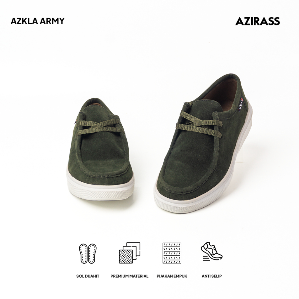 Jual Azirass - Azkla Army Sepatu Casual Pria Kulit Suede Model Tali | Shopee Indonesia