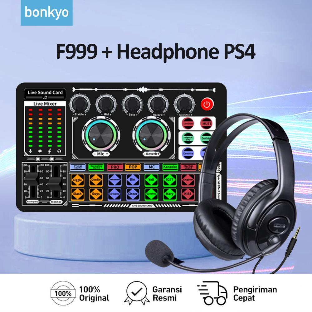 Jual Bonkyo F999+Headset sound card set singing live broadcast ...