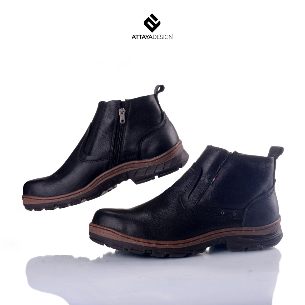 Jual ATTAYA DESIGN Sepatu Pria Boot Kerja Kulit Asli Original Tanpa ...