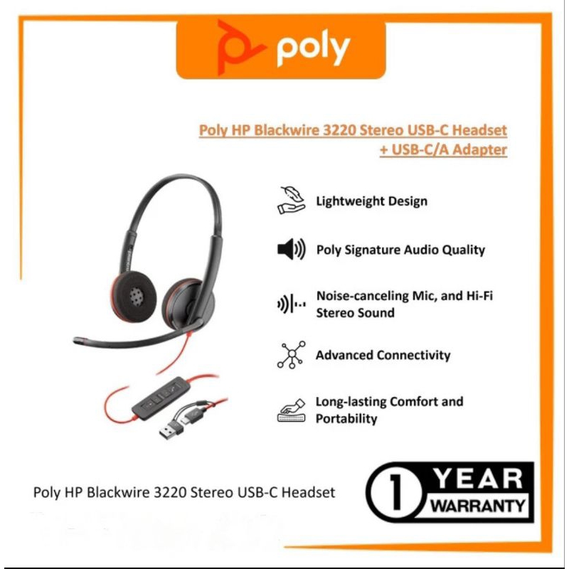 Jual Poly / Plantronic Blackwire, C3220 Headset ORIGINAL | Shopee Indonesia