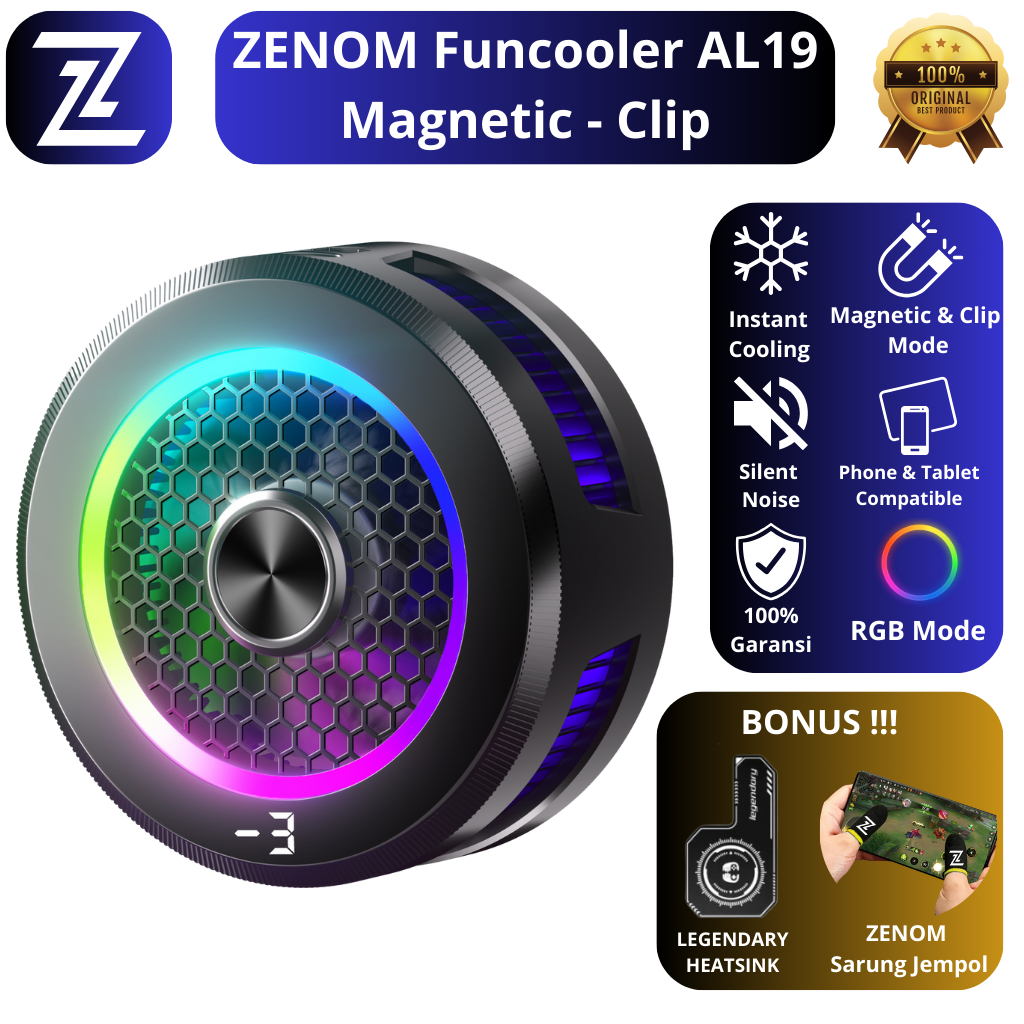 Jual ZENOM Funcooler AL19 Pendingin HP Tablet Cooling Fan Magnet Clip ...
