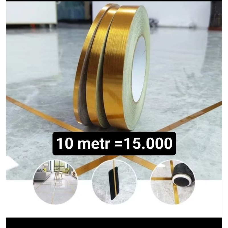 Jual stiker list plat gold 2 cm/list panel/list keramik | Shopee Indonesia