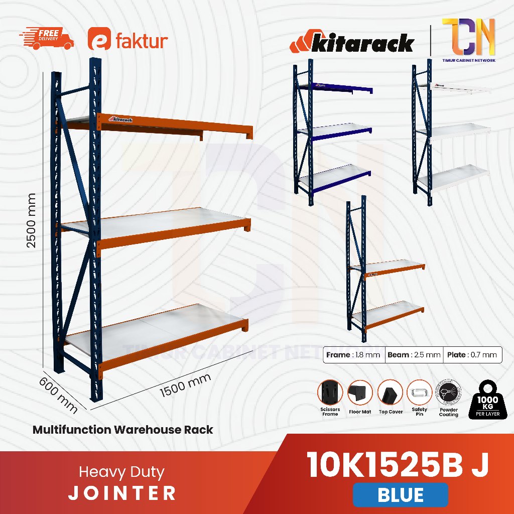 Jual Rak Gudang Besi 1 Ton 2.5M P. 1.5M Rack Gudang 4 Susun Jointer ...