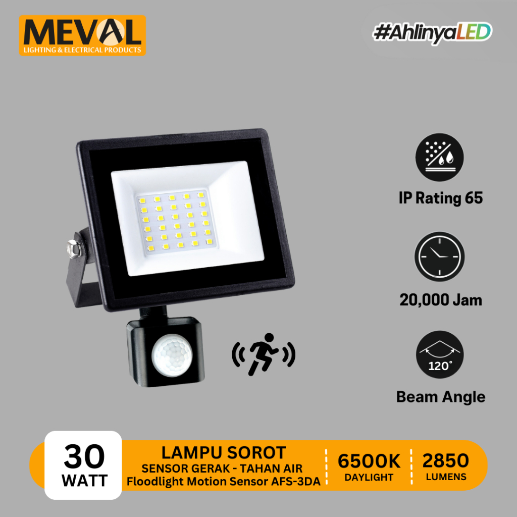 Jual MEVAL Lampu Sorot LED Flood Light Motion Sensor Gerak Tahan Air ...