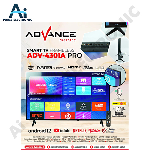 Jual ORIGINAL ADVANCE ADV-4301A PRO TV Digital Smart TV Frameless ...