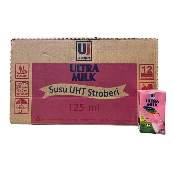 Jual Susu Ultra Milk UHT Strawberry 125 ml 40 pcs/ karton | Shopee Indonesia