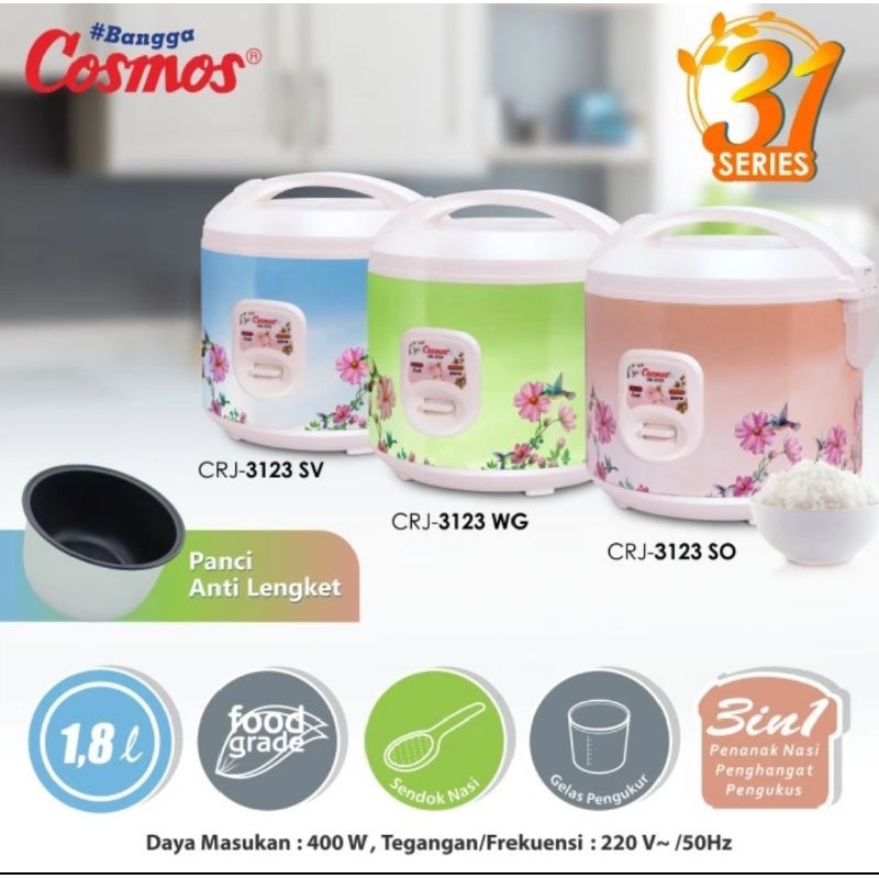 Jual Magic Com Cosmos CRJ-3123 SO / SV / WG 1.8 liter / Rice cooker ...