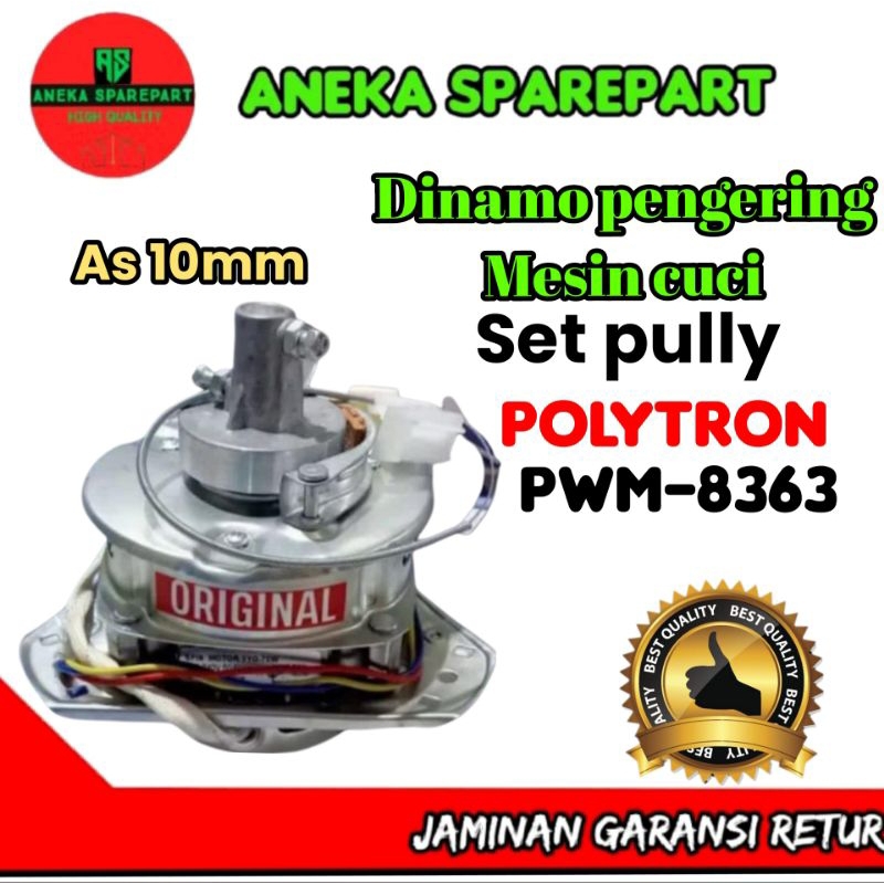 Jual MOTOR SPIN/DINAMO PENGERING , MESIN CUCI SET PULLY POLYTRON PWM-8363 ORIGINAL TEMBAGA ...