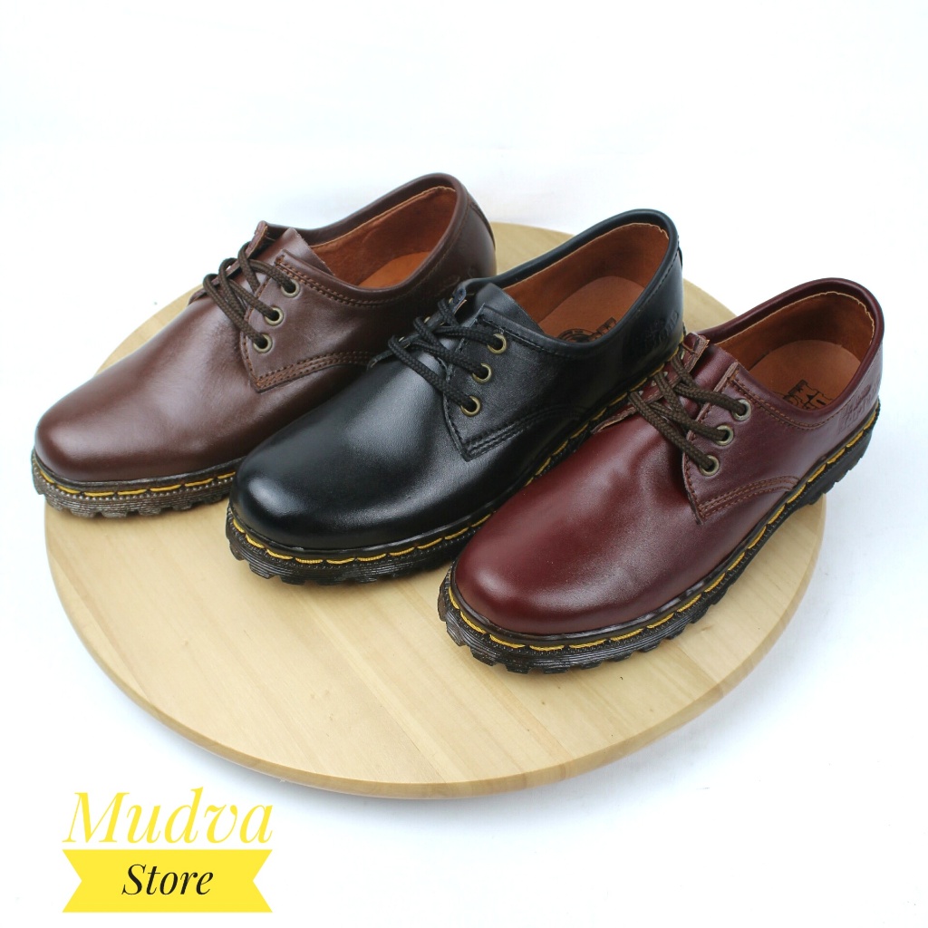 Jual Sepatu Boot Wanita Casual Docmart Low Boots Kulit Asli 0107DM ...