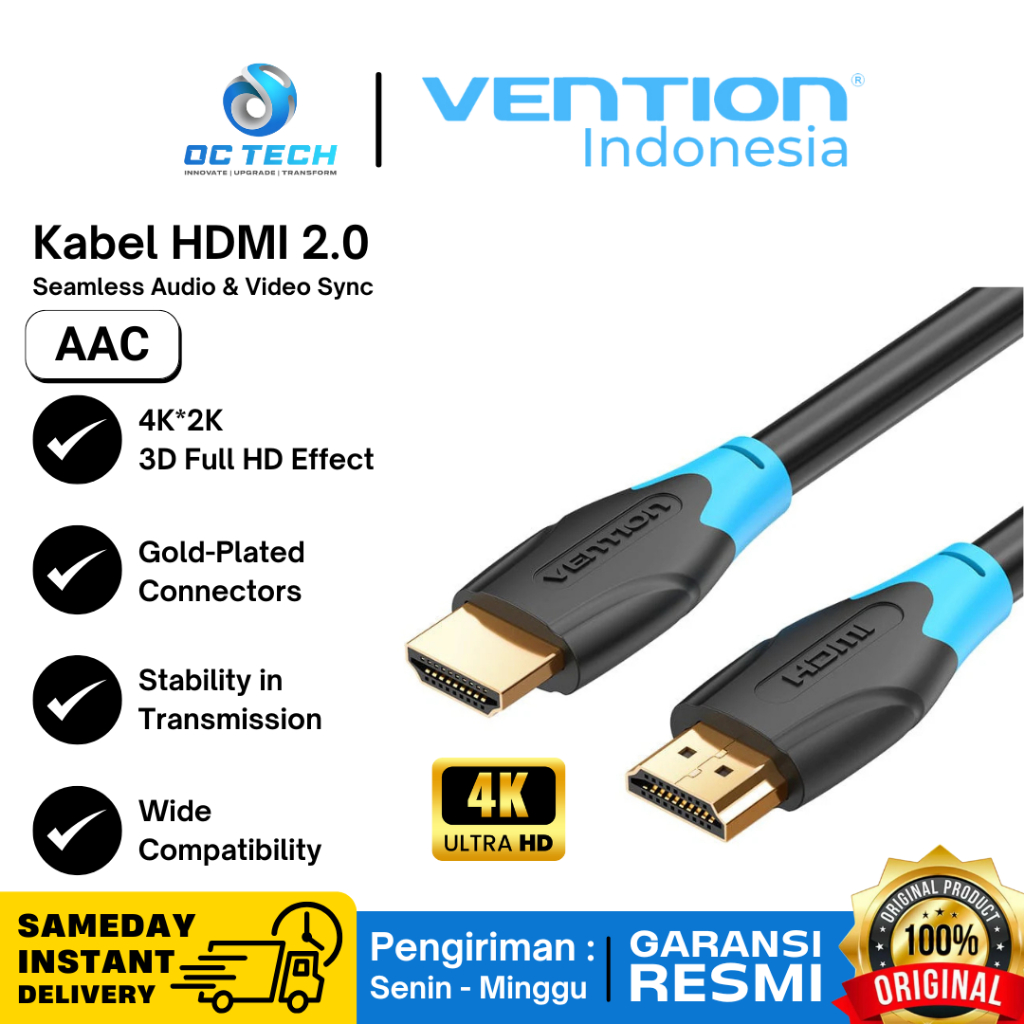 Jual Kabel HDMI 2.0 Vention 5M 10M 15M 20M 5 Meter 10 Meter 20 Meter 4K ...