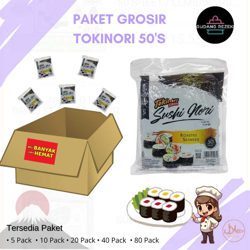 Jual PAKET HEMAT 20 PACK SUSHI NORI 50 LEMBAR / TOKINORI DAN ICHINORI ...