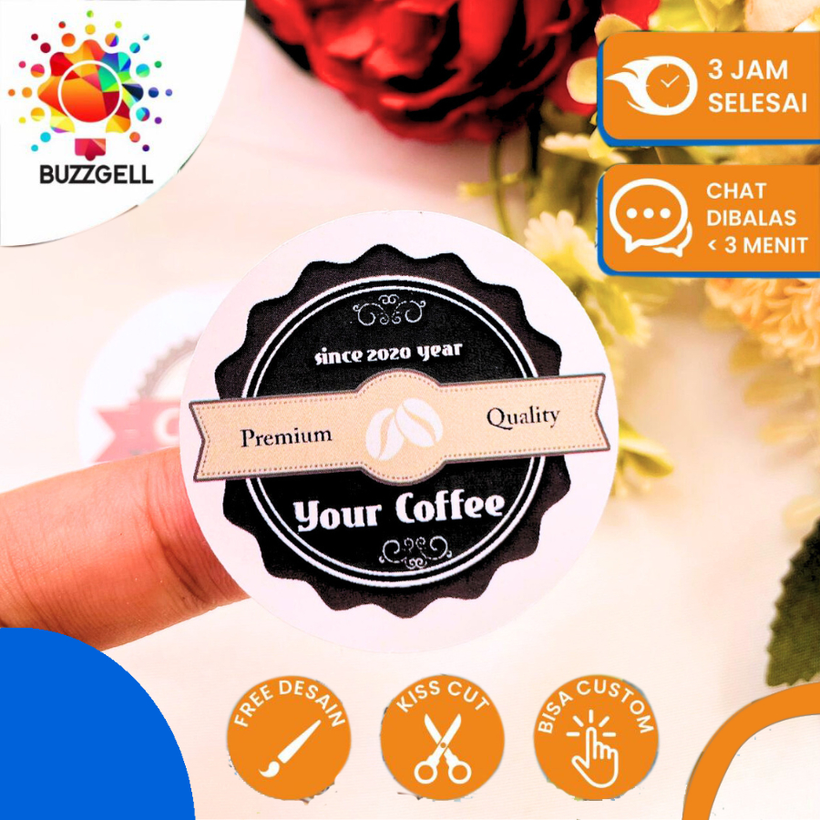 Jual 2-4 Buzzgell Sticker Bulat Edisi Coffe Shop Label Minuman Kopi ...