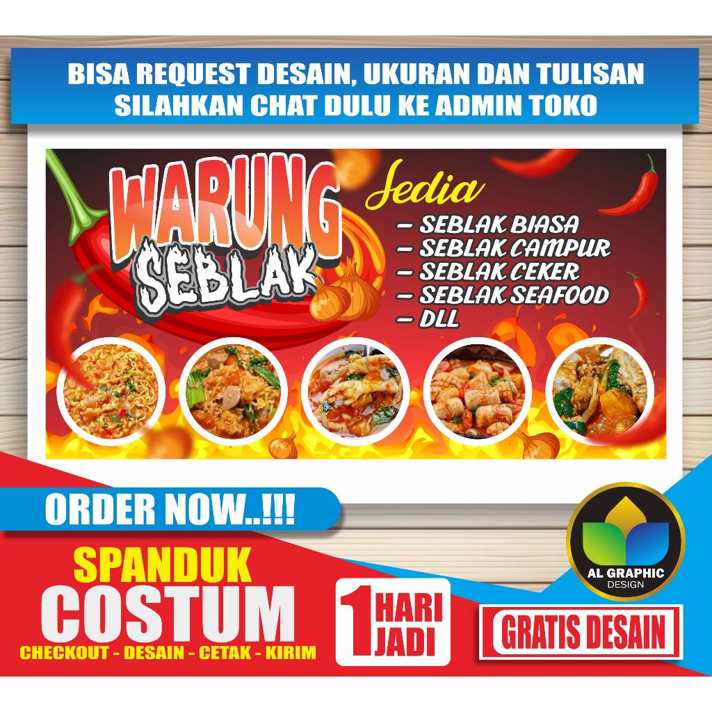 Jual SPANDUK BANNER WARUNG SEBLAK GRATIS DESAIN BISA COD | Shopee Indonesia