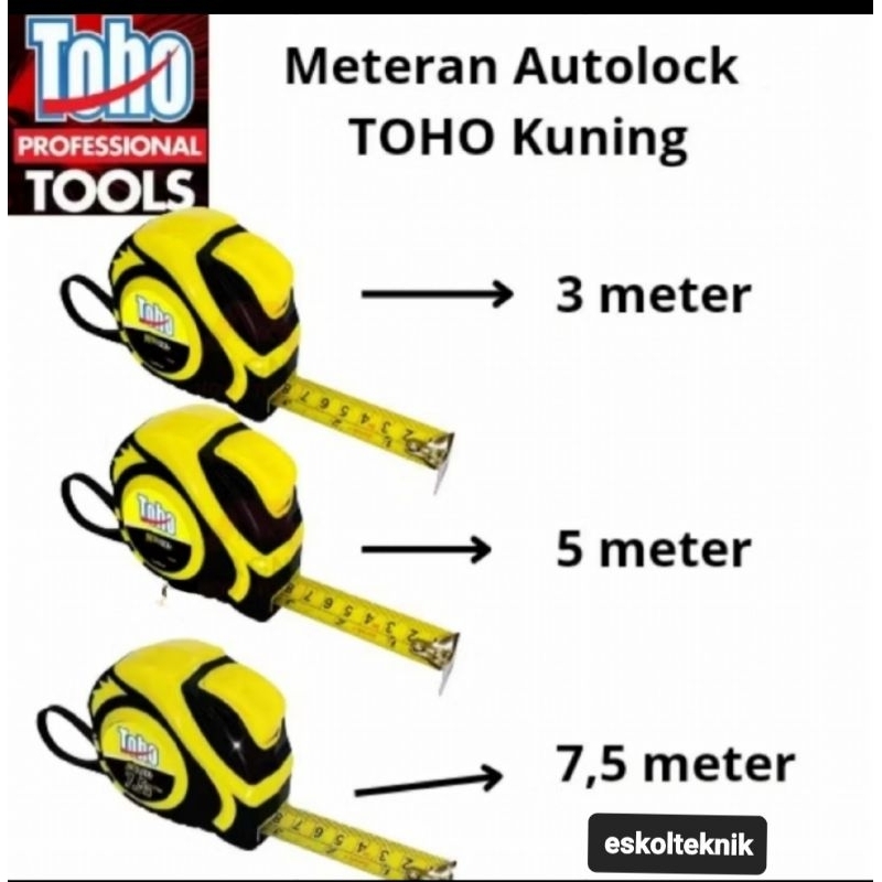 Jual Meteran Autolock TOHO 3 meter,5 meter 7,5 meter | Shopee Indonesia