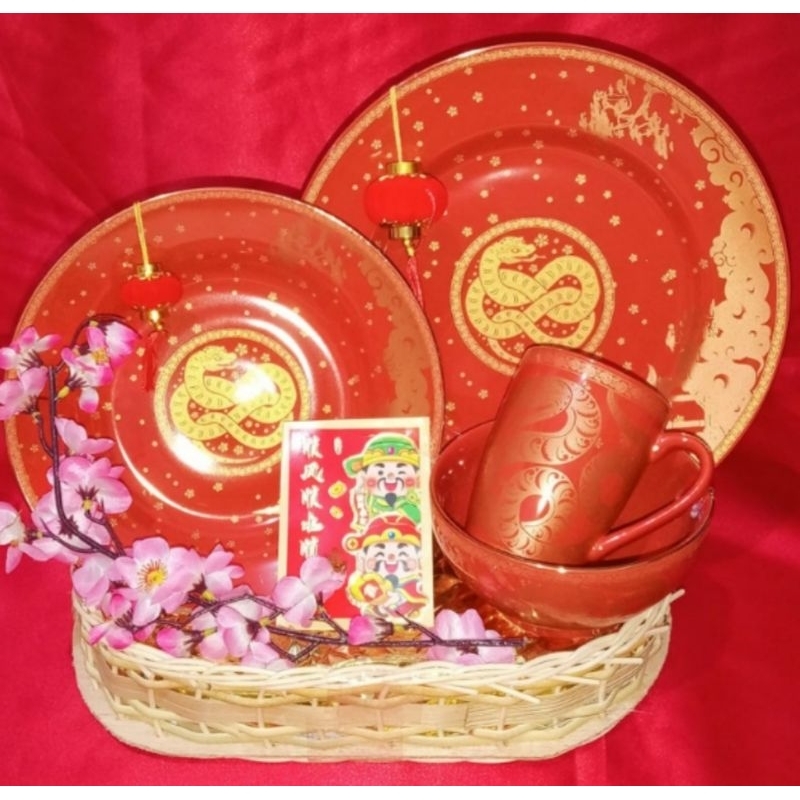 Jual Parcel Imlek Dinner Set Motif ULAR Hampers Snake CNY Teaset ...