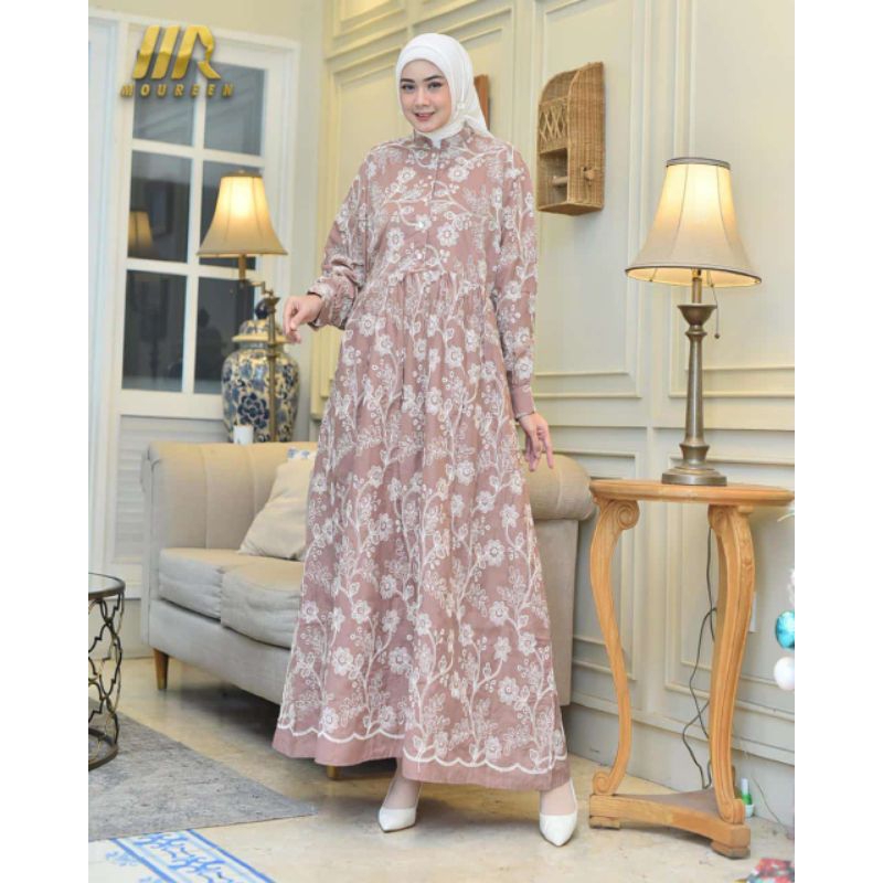 Jual gamis Kalista katun bolong premium jumbo xxxl full furring bisa ...