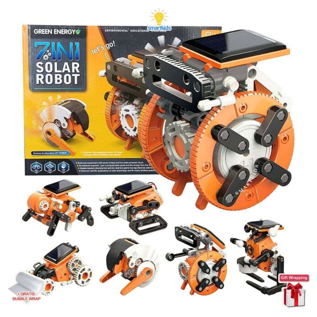 Jual Mainan Solar Power Robot 7 IN 1 STEM Science Robot Bergerak Dengan ...