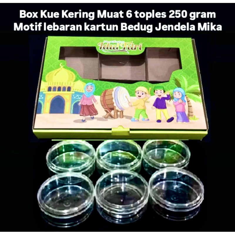 Jual Box Kue Kering Muat 6 toples 250 gram Motif lebaran kartun Jendela ...