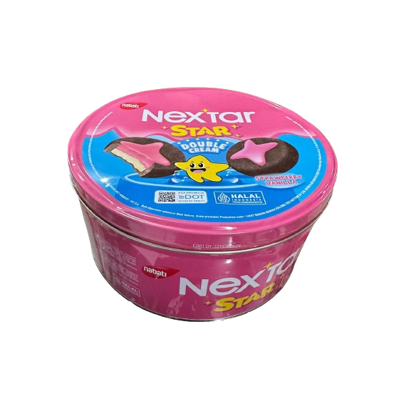 Jual Nabati Nextar Star Cookies Double Cream Strawberry Vanilla Kaleng ...