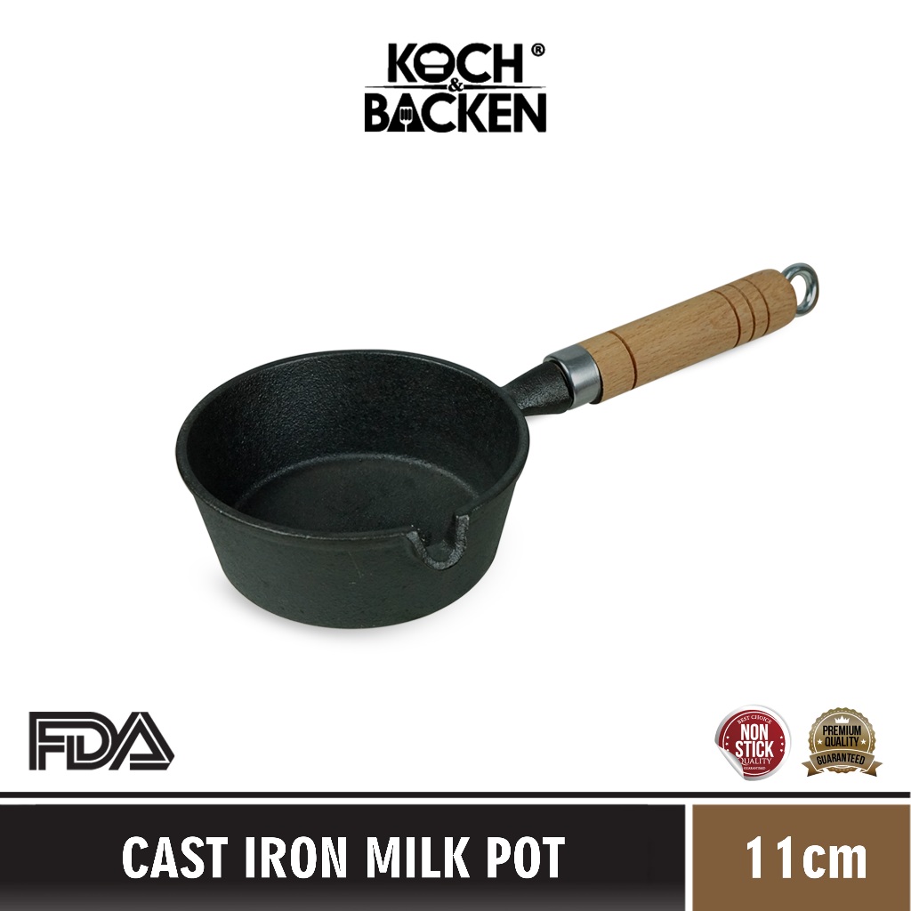Jual KOCH&BACKEN Cast Iron Milk Pot Panci Anti Lengket Gagang Kayu 11 ...