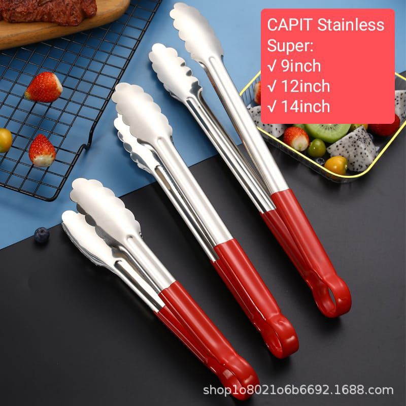 Jual Capit Makan FULL STAINLESS 30cm (MERAH)/ Food Tong Stainless ...