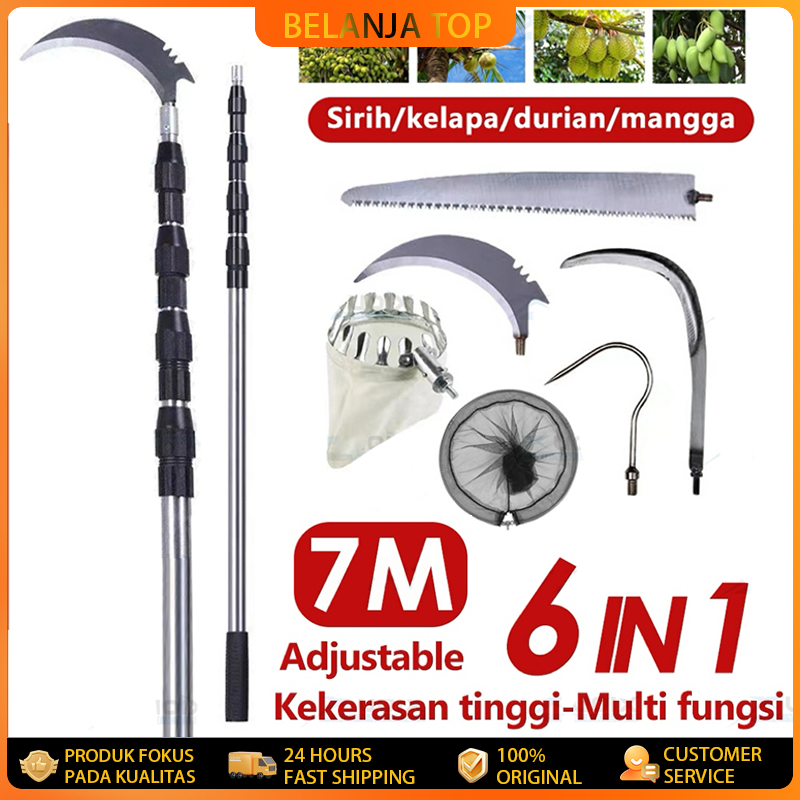 Jual Alat Tongkat Galah Pemetik Buah / Panjang Telescopik Pemangkasan Ranting Pohon Gergaji Tree ...